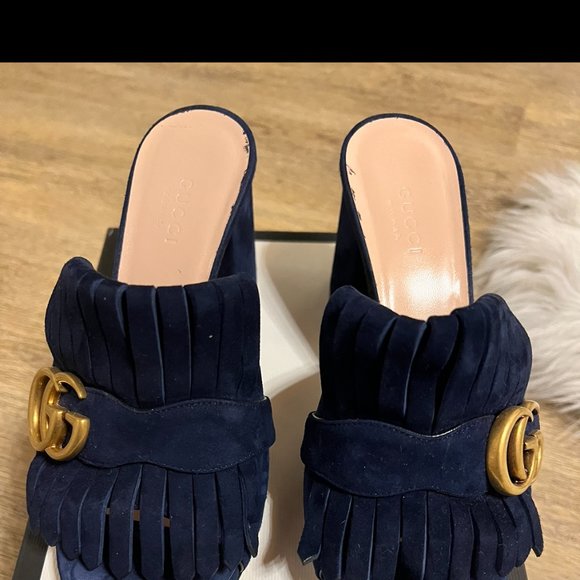 Gucci | Shoes | Gucci Gg Marmont Suede Heeled Shoe 65 365 | Poshmark